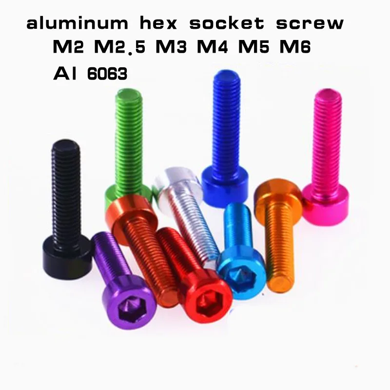 10pcs-DIN912-aluminum-Allen-socket-Screw-M2-M2-5-M3-M4-M5-M6-Colourful ...