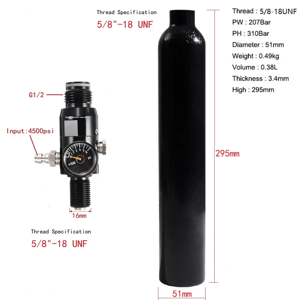 0-38L-Aluminum-Tank-5-8-18-UNF-Air-Bottle-3000Psi-200Bar-HPA-Compressed ...