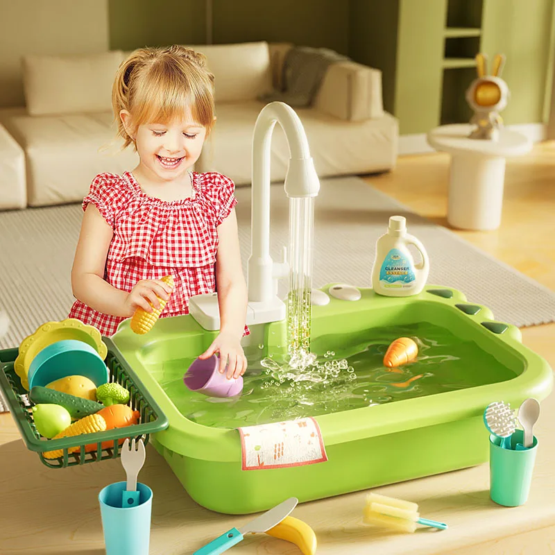 Pretend-Play-Electric-Dishwasher-Set-Sink-Tableware-Simulation-Kitchen ...