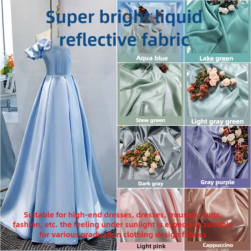 Bright Liquid Reflective Fabric Water Light Smooth By The Meter for ...