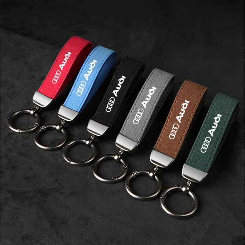 For-Audi-RS-Sline-Suede-Leather-Car-Keychain-Key-Chain-Ring-Metal ...