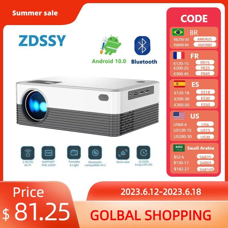 ZDSSY P35 Projection Device Support 4K WIFI Android Data Show Home ...
