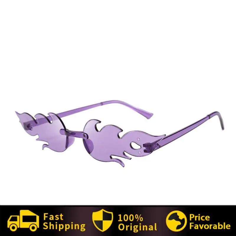 Fashion-Fire-Flame-Sunglasses-Wave-Rimless-Narrow-Retro-UV-400 ...