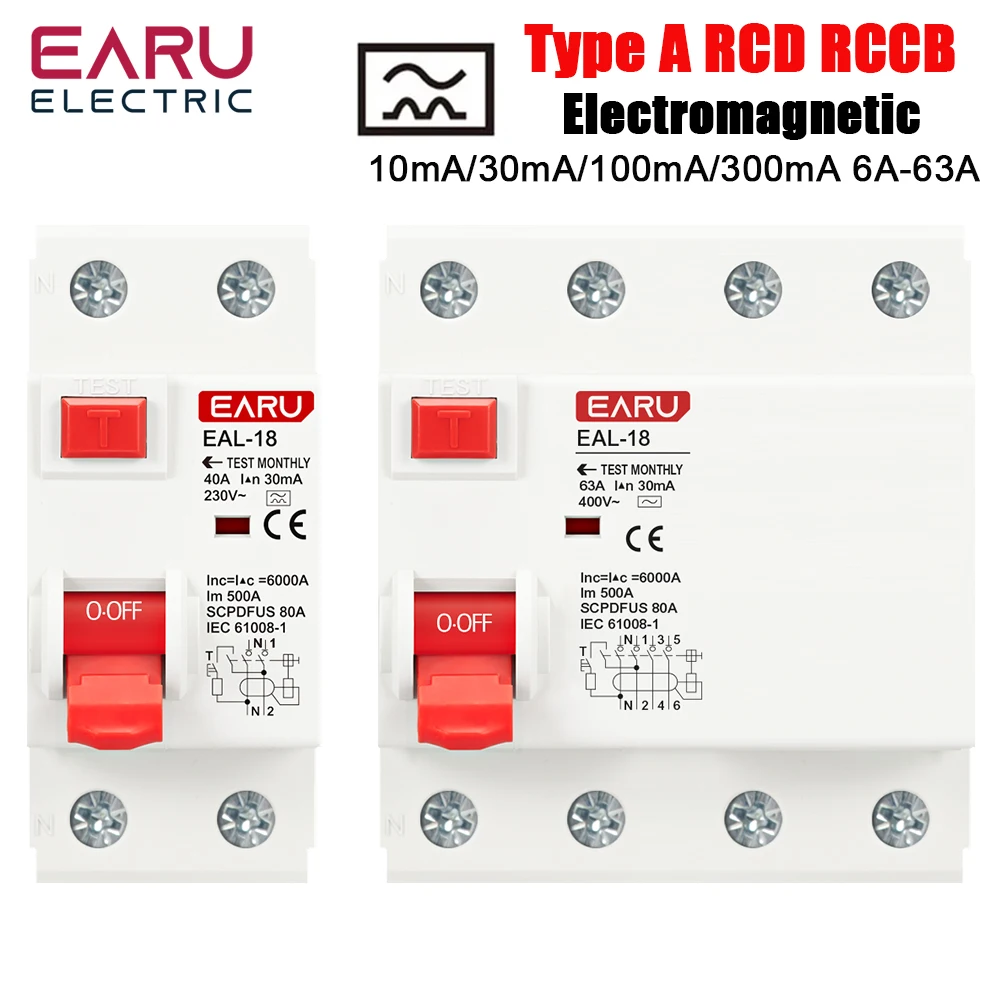 2P-4P-10-30-100-300mA-Type-A-RCCB-RCD-ELCB-Electromagnetic-Residual ...