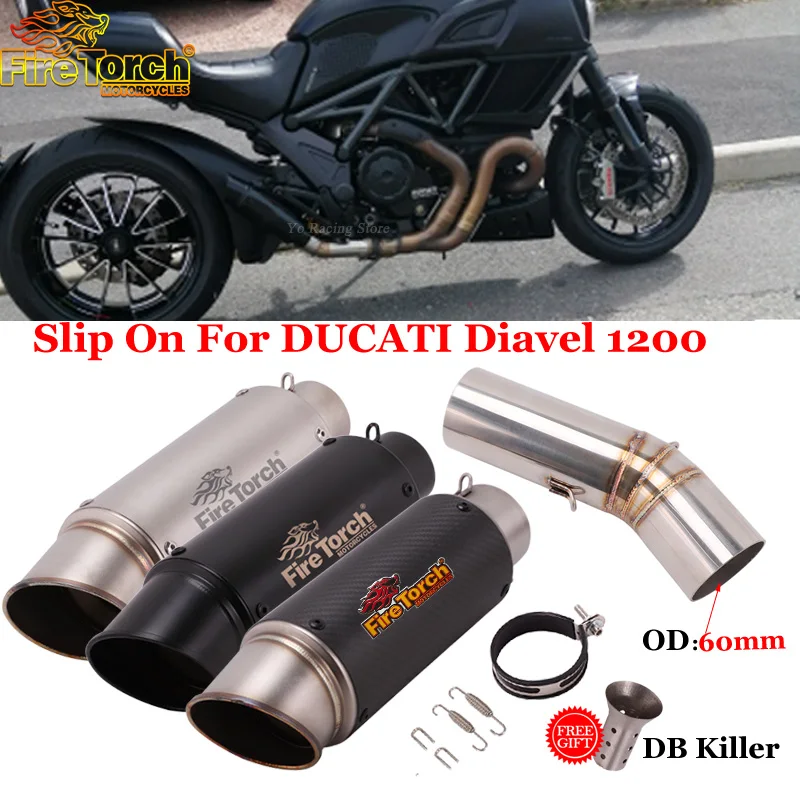 60mm-Motocross-Muffler-Tube-Slip-On-For-DUCATI-Diavel-1200-Motorcycle ...