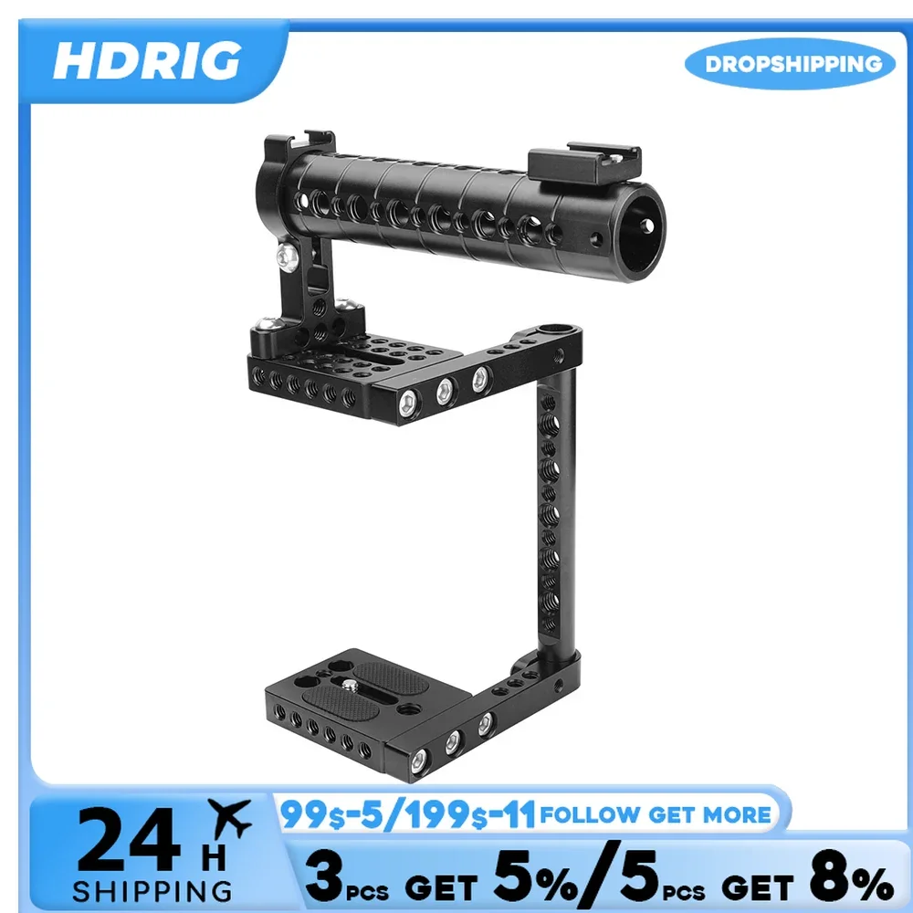 HDRiG-Univeral-Camera-Cage-Rig-With-Cheese-Top-Hanlde-15mm-Cheese-Rod ...