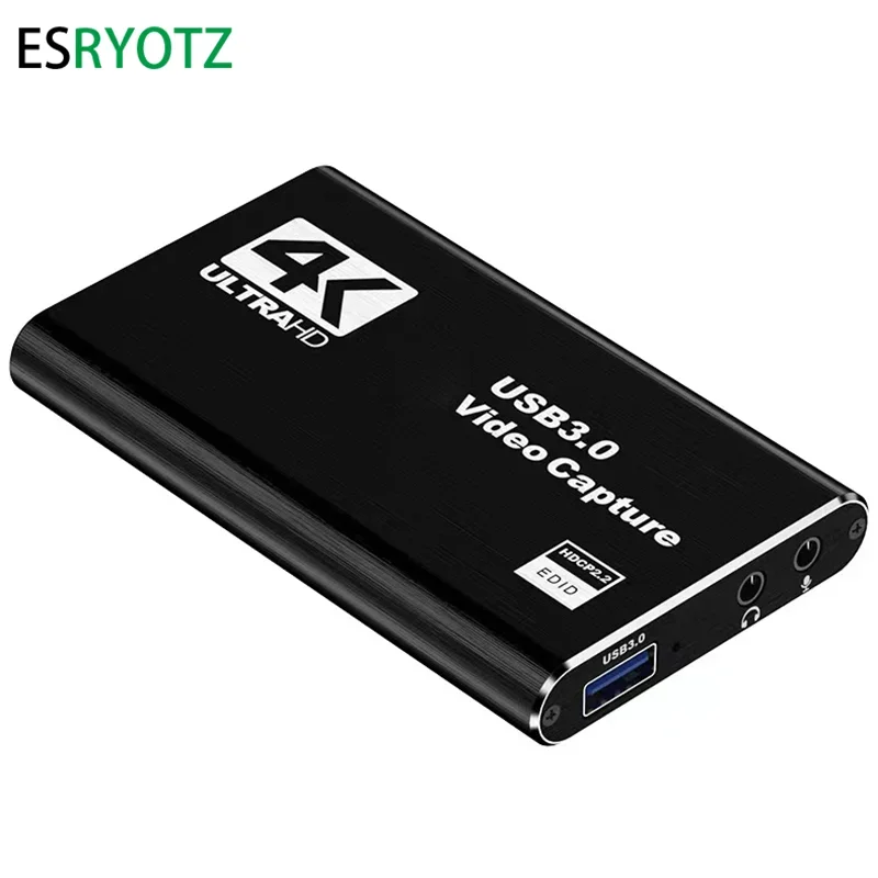 4K HD audio and video capture card with microphone and loop output ...
