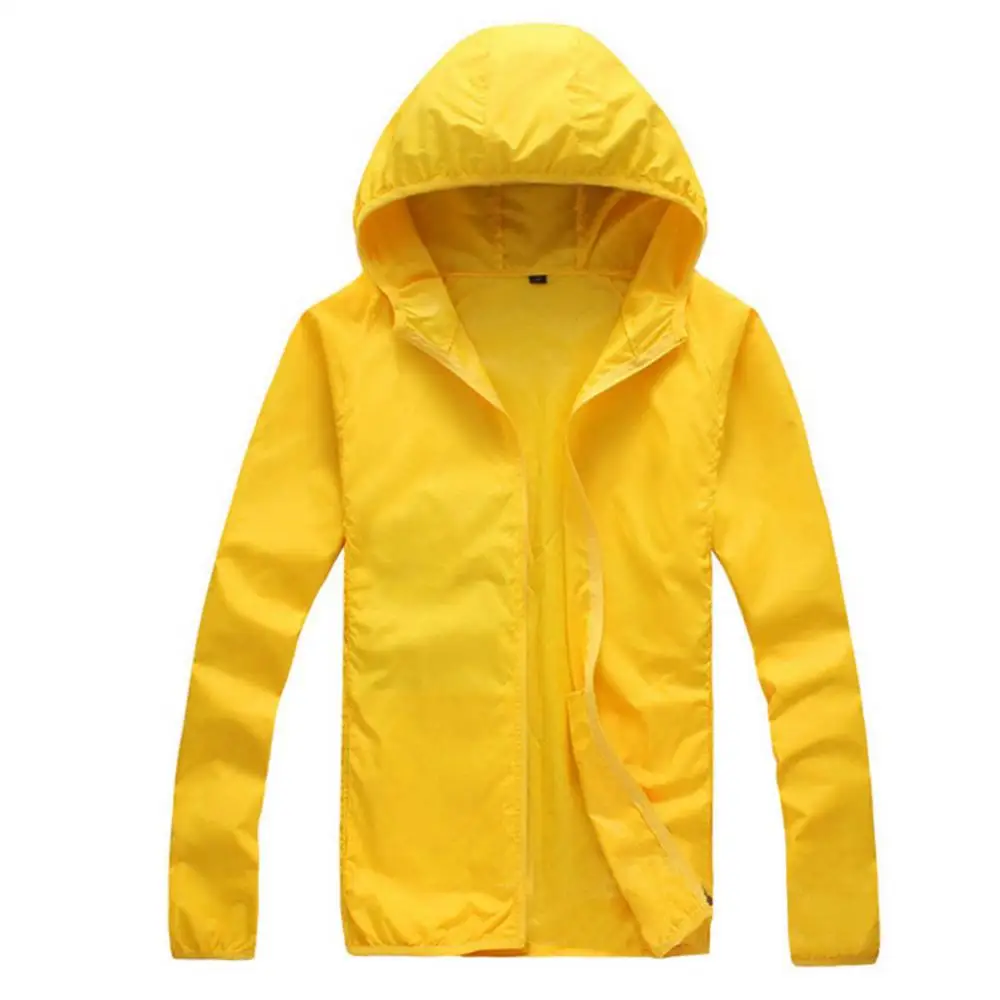 Solid Color Unisex Ourdoor Windproof Hooded Jacket Sun Protection ...