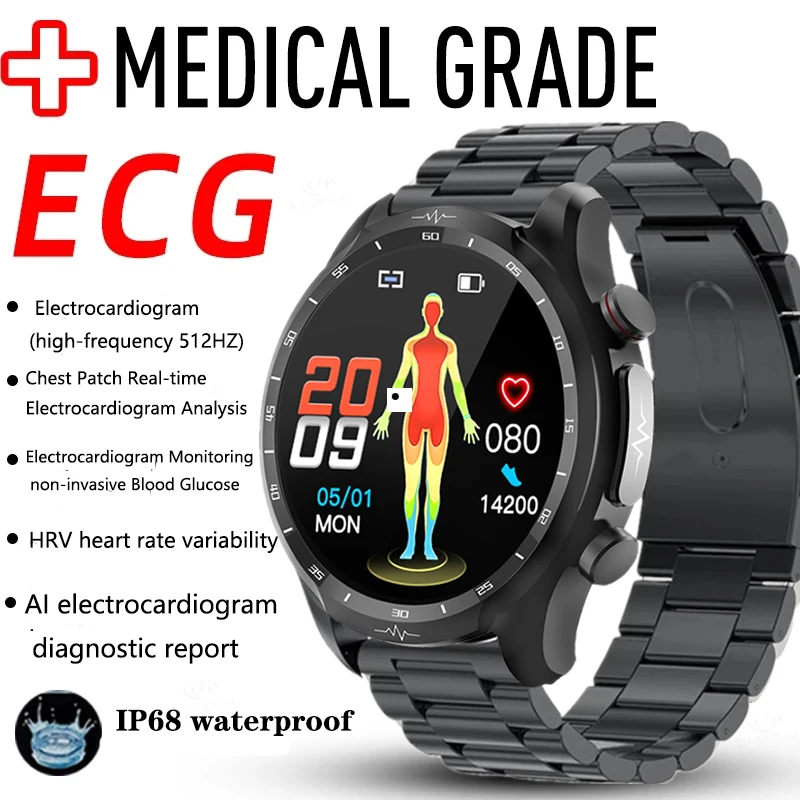 ECG-PPG-Smartwatch-para-homens-rel-gio-inteligente-de-sa-de-temperatura ...
