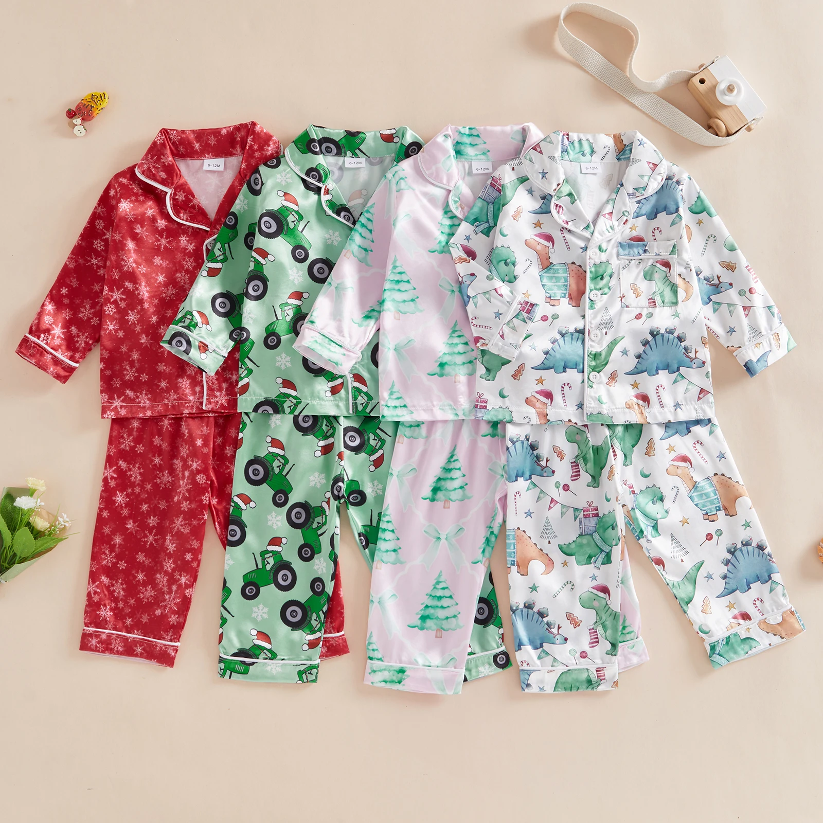 Children Christmas Pajama Loungewear Sets Baby Girls 2pcs Homwear Tree ...