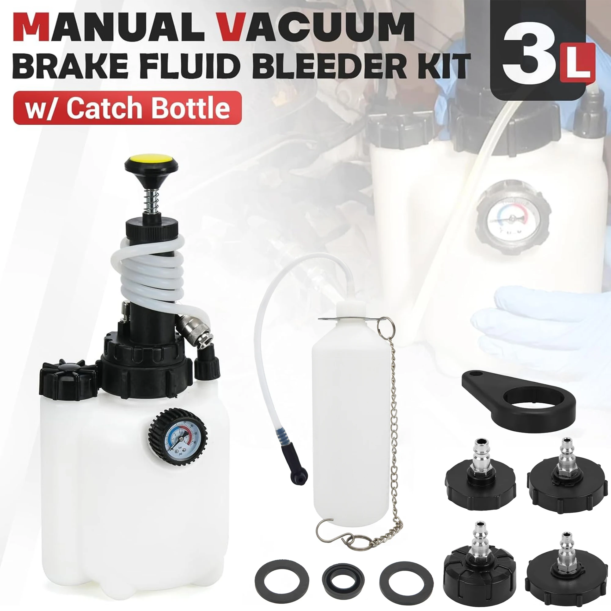 Car Manual Brake Fluid Bleeder Kit 3L Vacuum Brake Pressure Fluid Pump ...