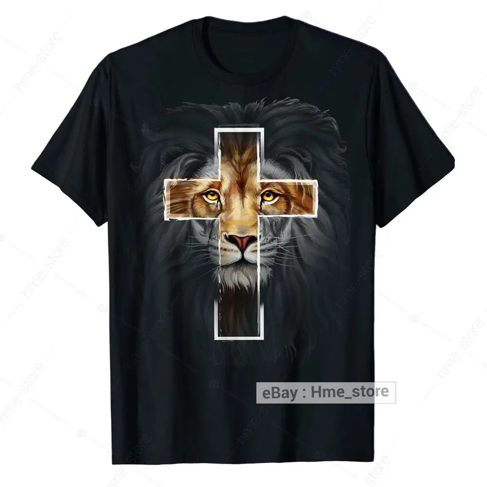 The-Lion-Of-Judah-T-Shirt-Christian-Bible-Verse-Religious-Cross-Tee ...