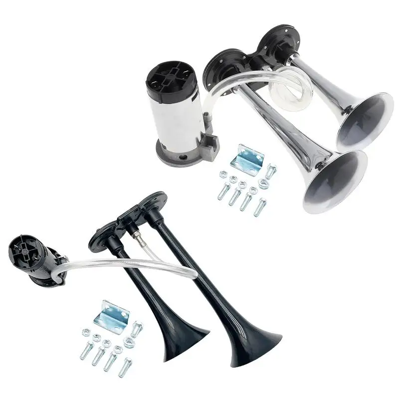Truck-Air-Horn-Super-Loud-Dual-Trumpet-Train-Horns-Kit-Electric-Double ...