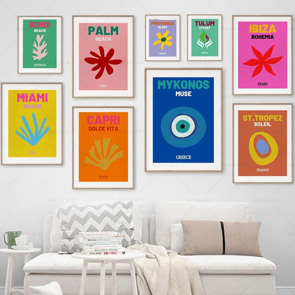 Preppy Room Decor Pictures | Miami Ibiza Mykonos Canvas | Preppy Color ...
