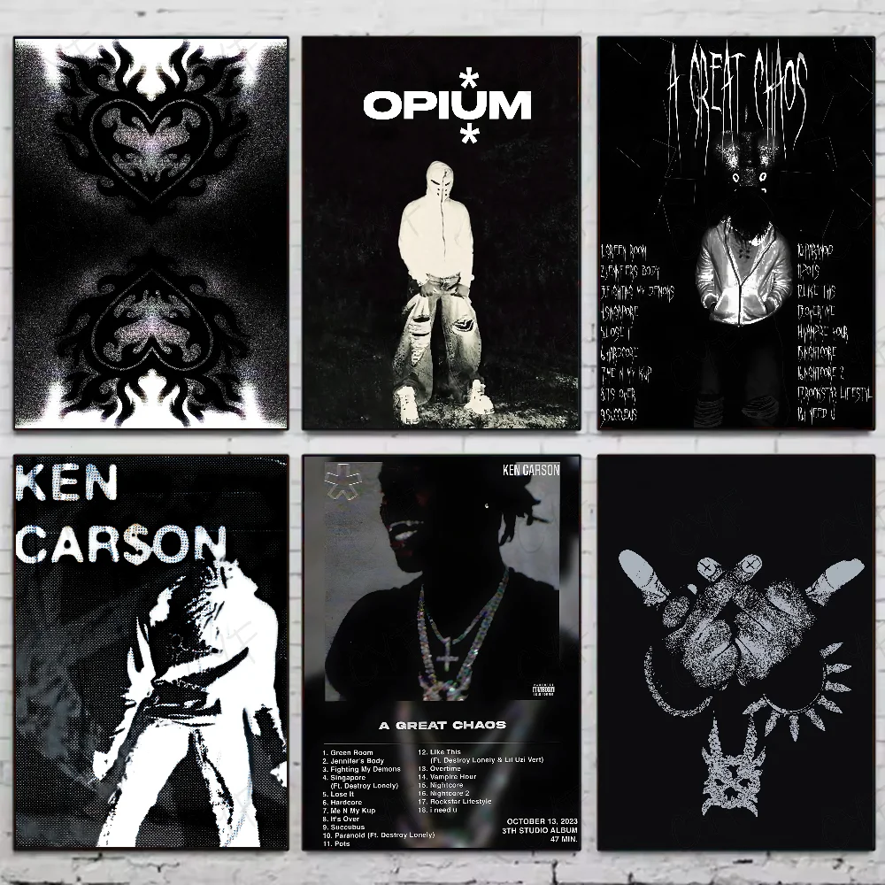 K-Ken Carson Rapper A Great Chaos Poster Waterproof Wall Art Sticker ...