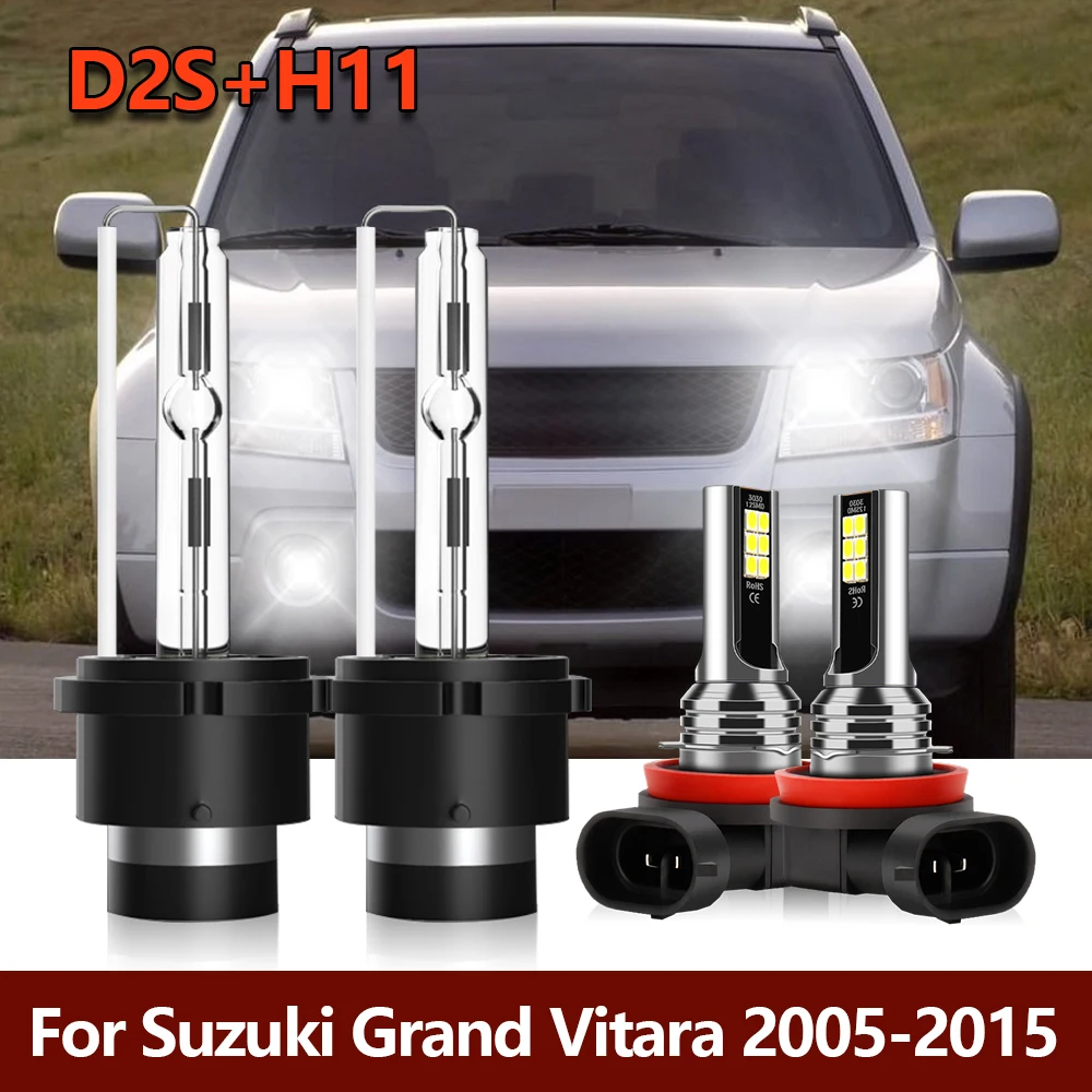 4x HID Xenon Headlight Bulbs D2S Low Beam 6000K Lamps+H11 Fog Light For ...