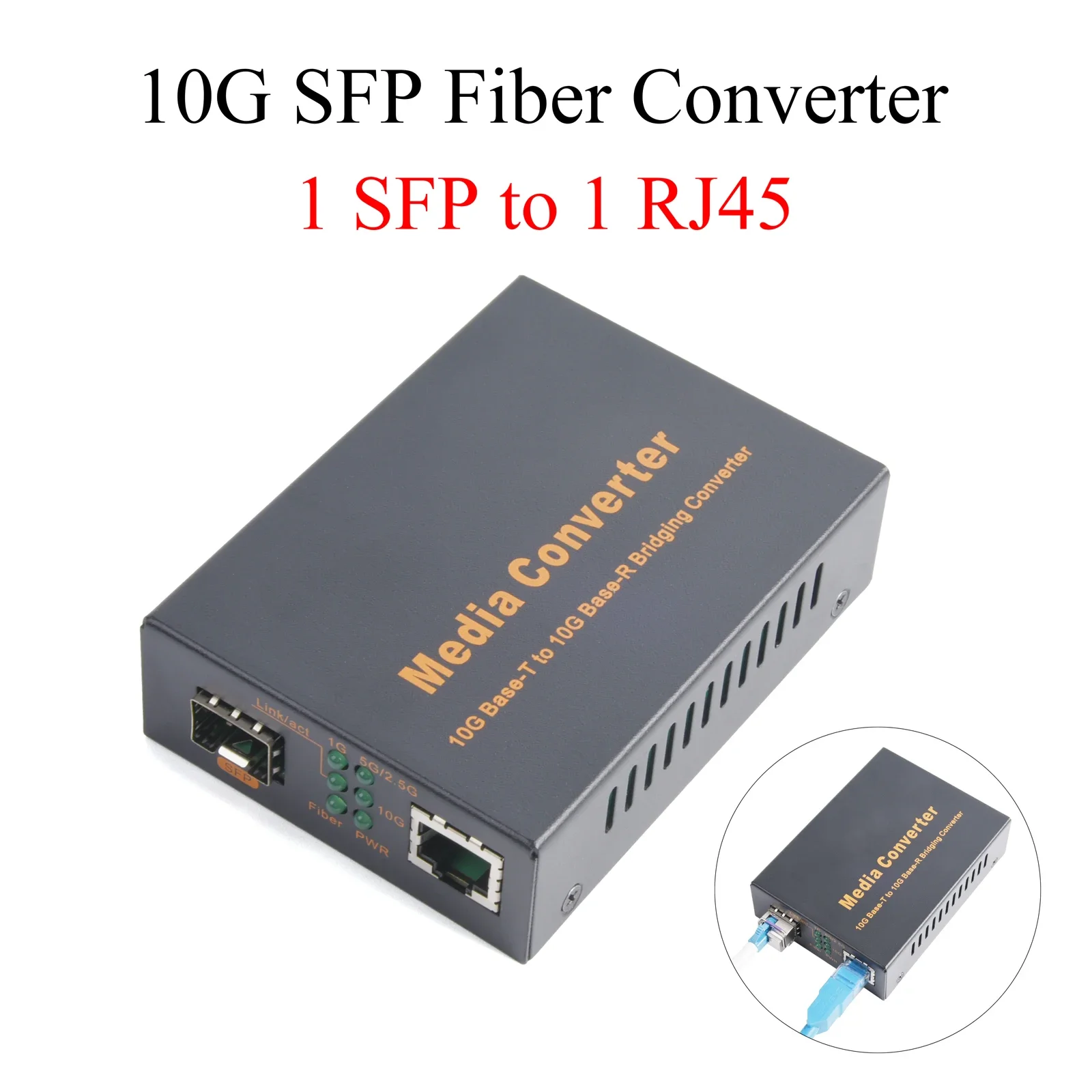 1PCS-10G-SFP-Media-Converter-1-SFP-to-1-RJ45-Transceiver-10Gbps-Fiber ...
