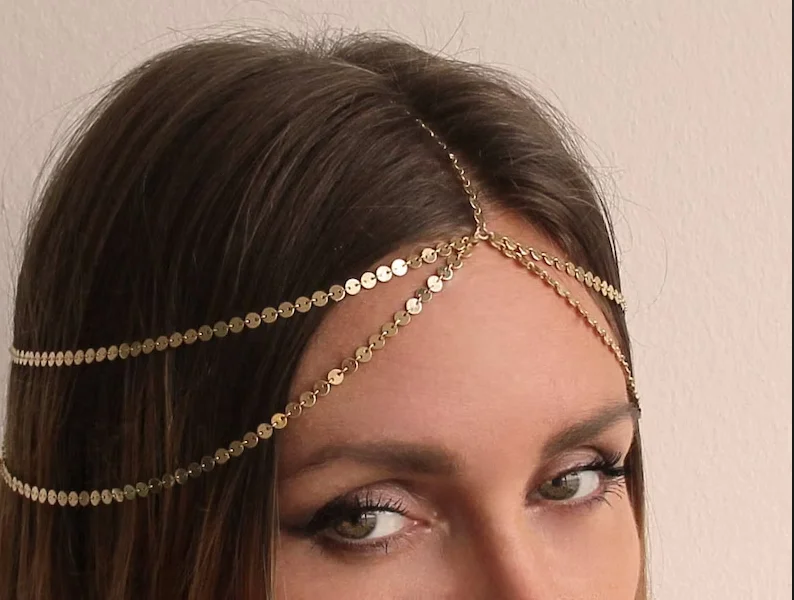 LUTAKU Minimalist Metal Head Chain Multi-layer Hanging Chain Hollow ...