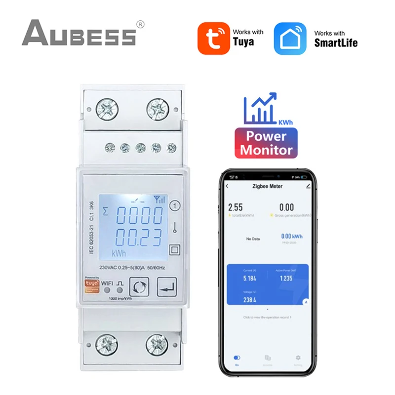 Tuya-WiFi-ZigBee-Energy-Meter-Single-Phase-80A-Din-Rail-Power-Monitor ...