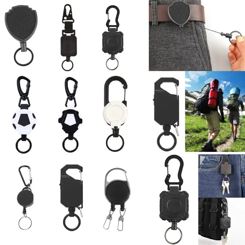 Anti-theft-Metal-Easy-to-pull-Buckle-Rope-Elastic-Keychain-Sporty ...