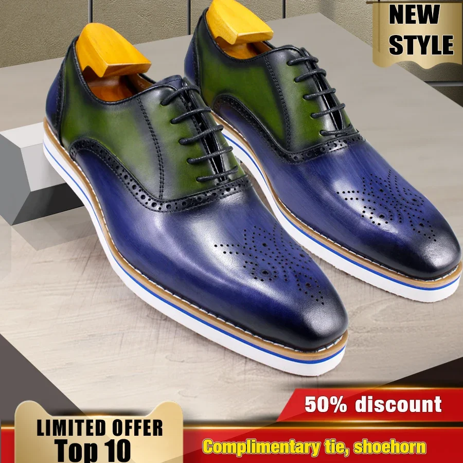 Leather casual men's shoes high quality handmade shoes light and ...