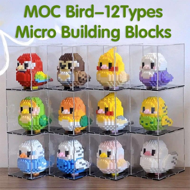 MOC Parrot Bird Micro Building Blocks Cute Cartoon Baby Animals Pet ...