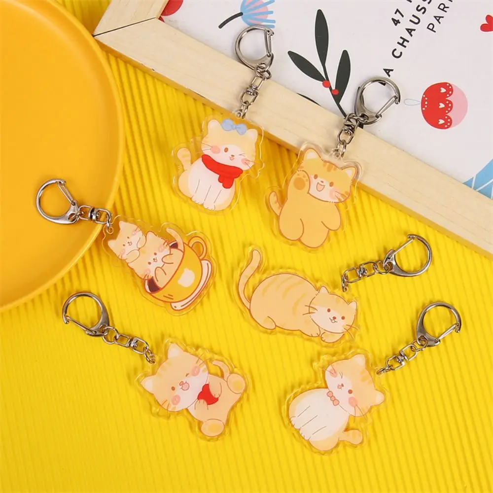 Orange-Cat-Keychain-Acrylic-Ginger-Kitty-Pendant-Keyring-Key-Chain-Pet ...