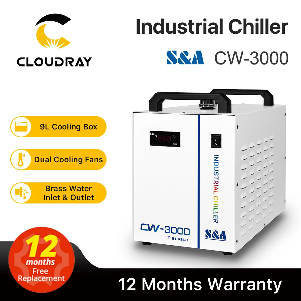 Cloudray S&A CW3000 Industrial Water Chiller for CO2 Laser Engraving Cutting Machine Cooling 60W ...