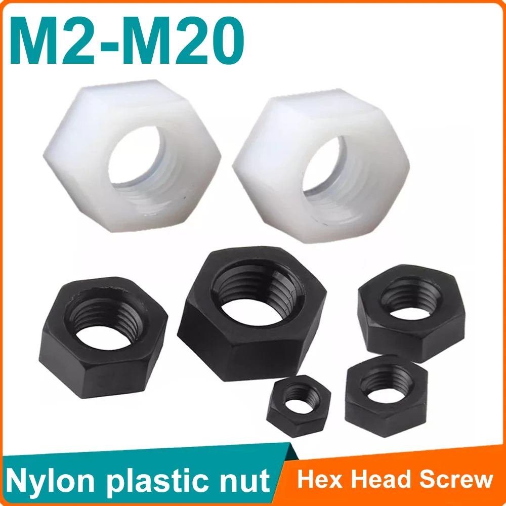 5-50pcs Nylon plastic insulated nut White Black Plastic M2 M2.5 M3 M4 ...