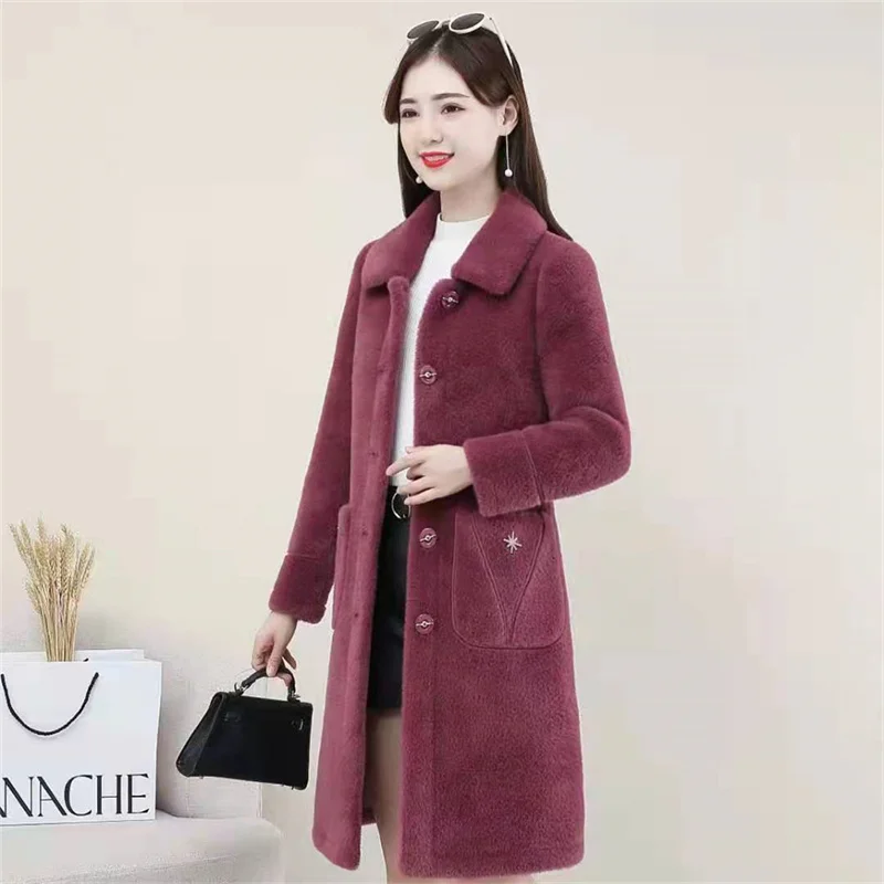 Long Imitation Mink Velvet Fur Coat Women's New Thick Woolen Coat ...