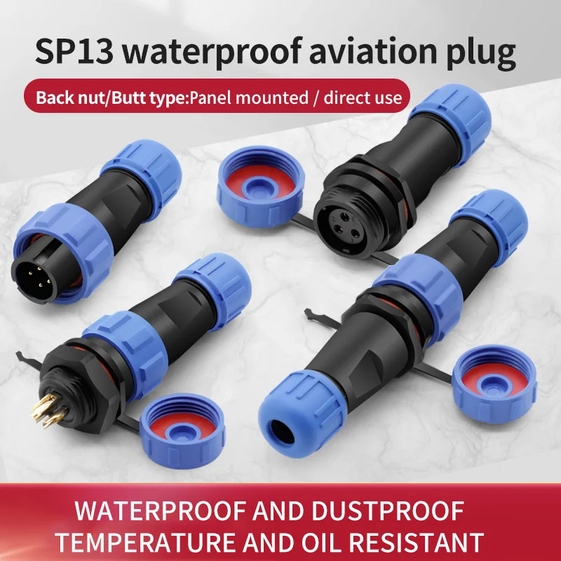SP13 방수 항공 연결기 Ip68 1/2/3/4/5/6/7pin 케이블 커넥터 암/수 플러그 및 소켓 백 너트/버트 타입| | - AliExpress