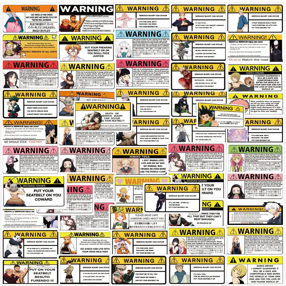 10/30/50/100pcs Cool Anime Warning Stickers Danger Banning Attack On ...