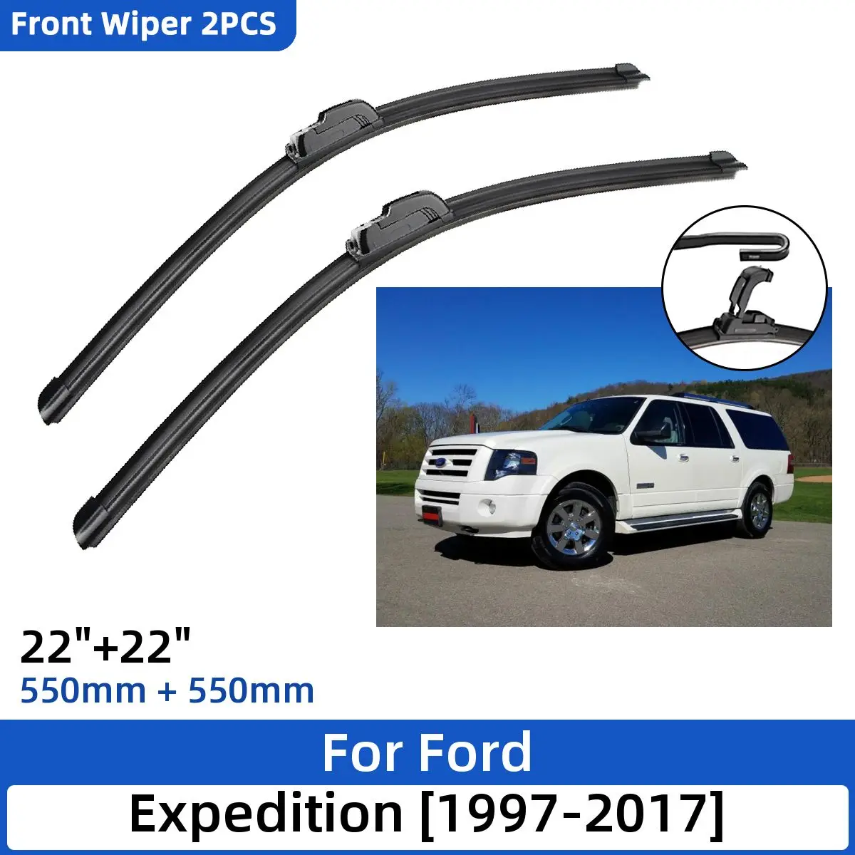 2PCS-For-Ford-Expedition-1997-2017-22-22-Front-Wiper-Blades-Windshield ...