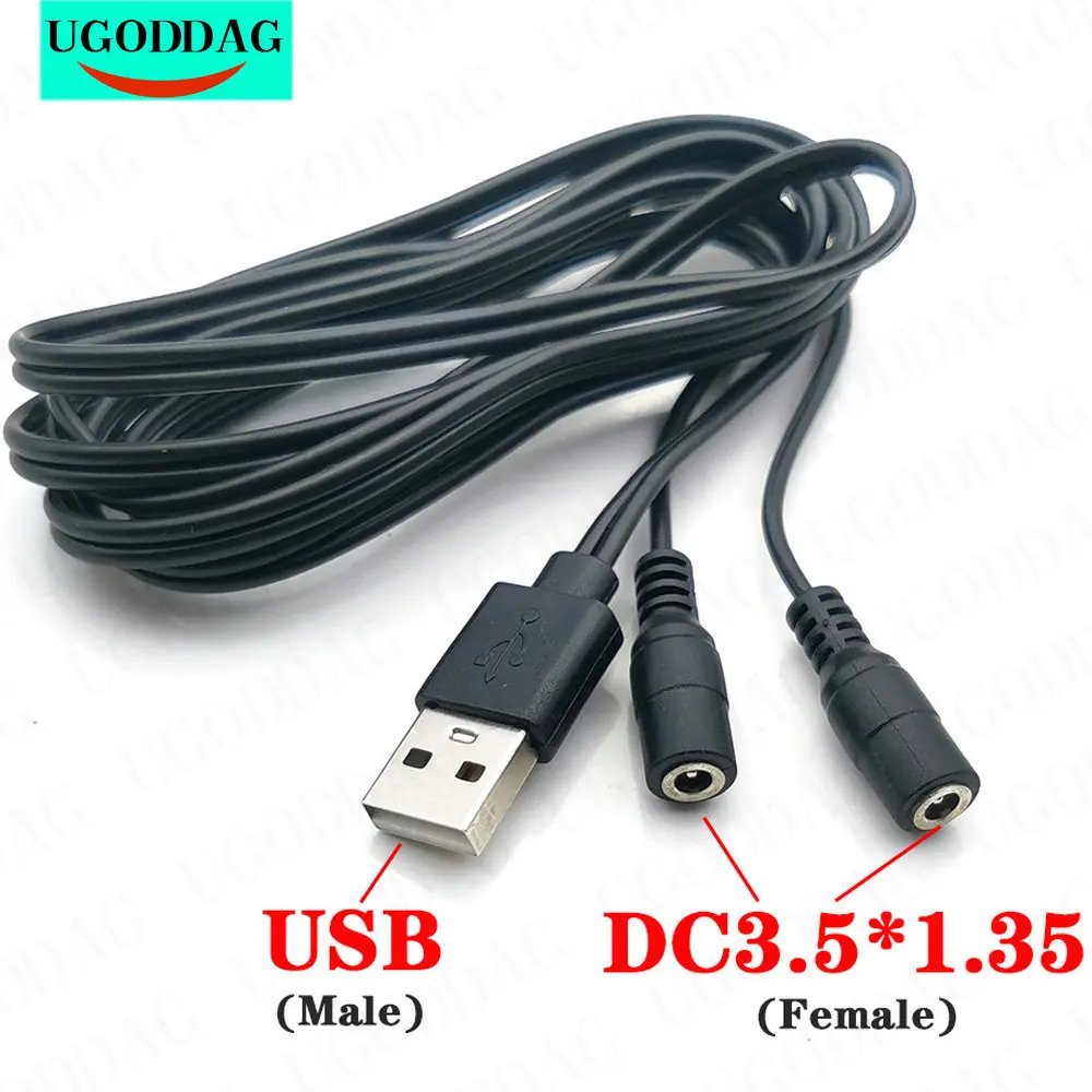 USB2.0 Male to DC 3.5*1.35mm Female One Minute Two Cable USB To Double ...