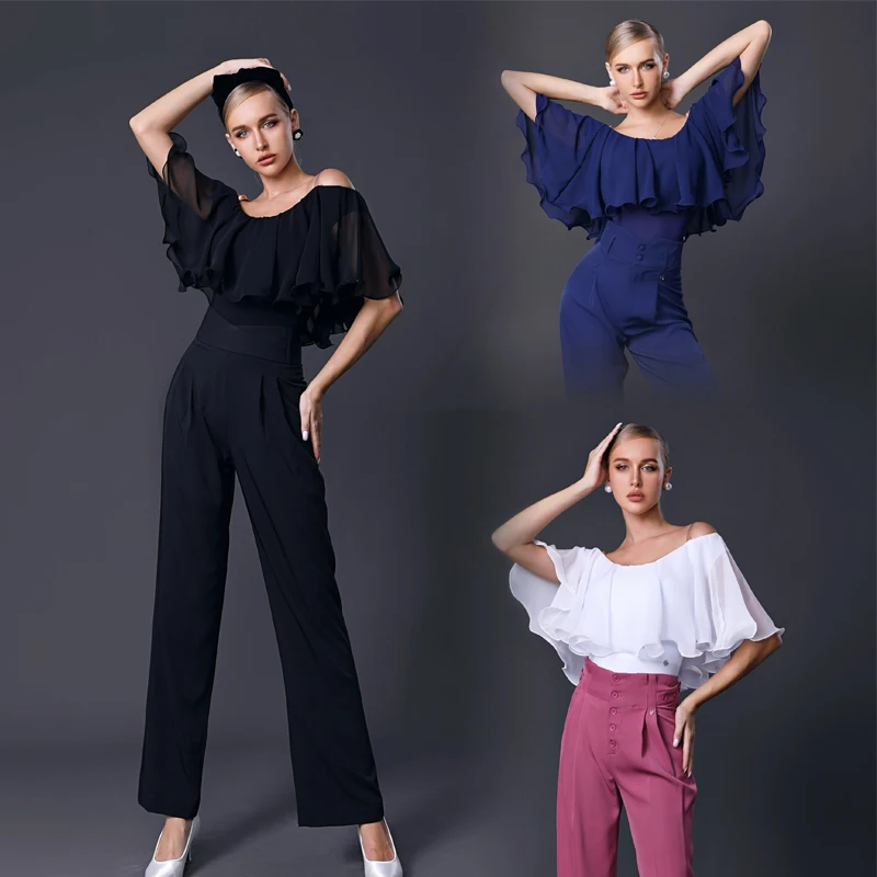 New Ruffled Floating Sleeves Modern Dancing Top Women Latin Waltz ...