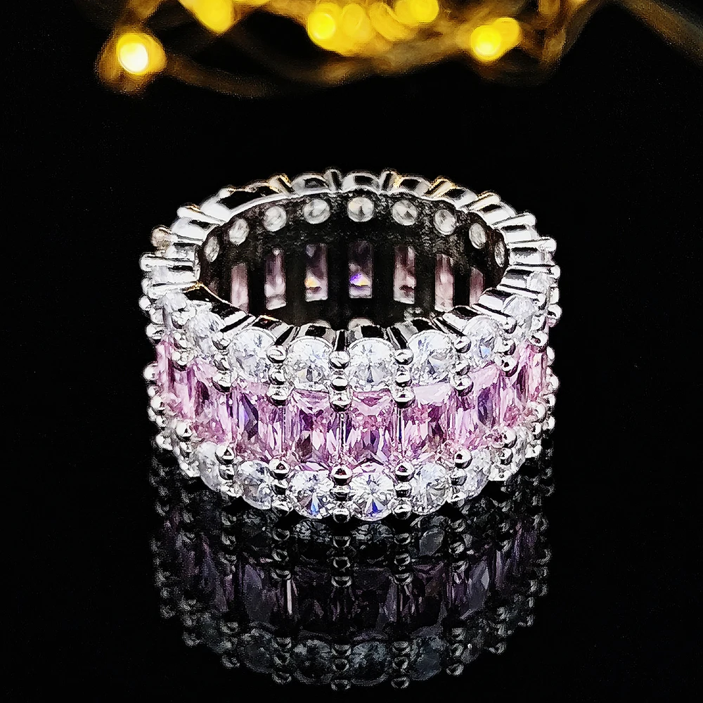 2023-New-Trendy-Pink-Color-Round-silver-color-aesthetic-Eternity-Band ...