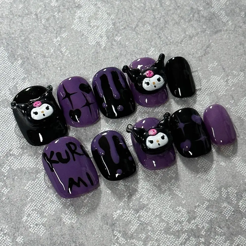 Kawaii-Sanrio-False-Nails-Diy-Anime-Kuromi-Accessories-Handmade-Nail ...