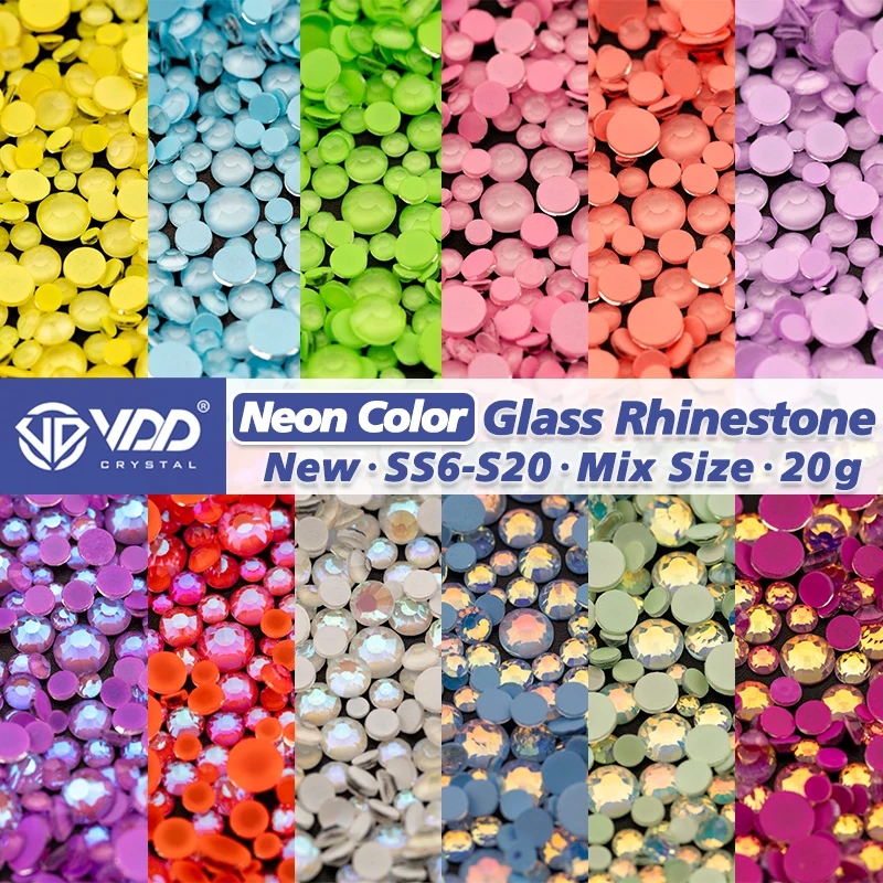 VDD-New-Neon-Color-Mix-Size-SS6-SS20-Glass-Rhinestones-Crystal-High ...