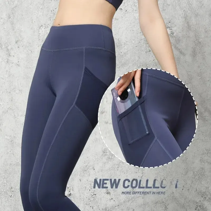 Quick-dissolving-Elastic-Yoga-Pants-Women-Mesh-Side-Pocket-Running ...