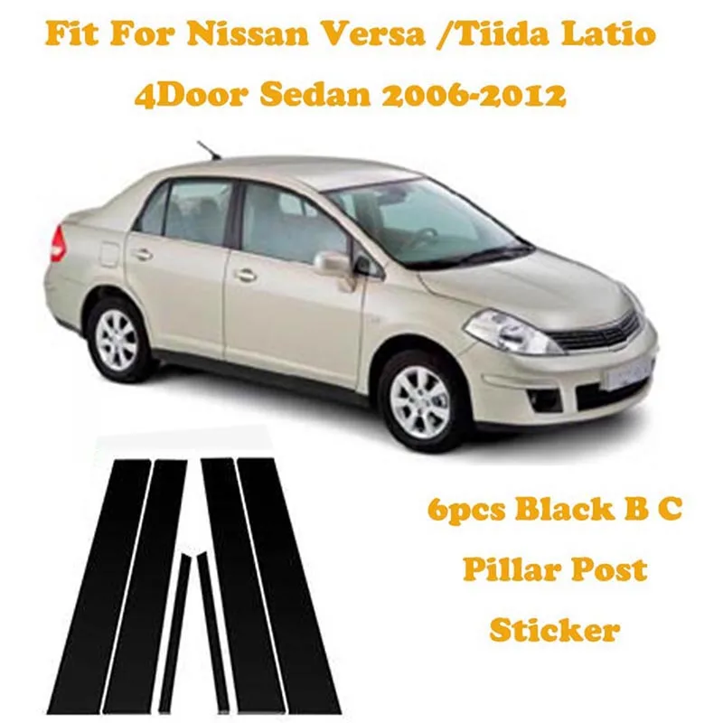 6Pcs-Car-Window-Pillar-Posts-Trims-Sticker-Black-for-Nissan-Tiida-4Door ...