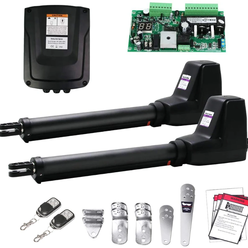 Heavy-Duty-Black-Automatic-Gate-Openers-for-Dual-Swing-Gate-Solar-Panel ...