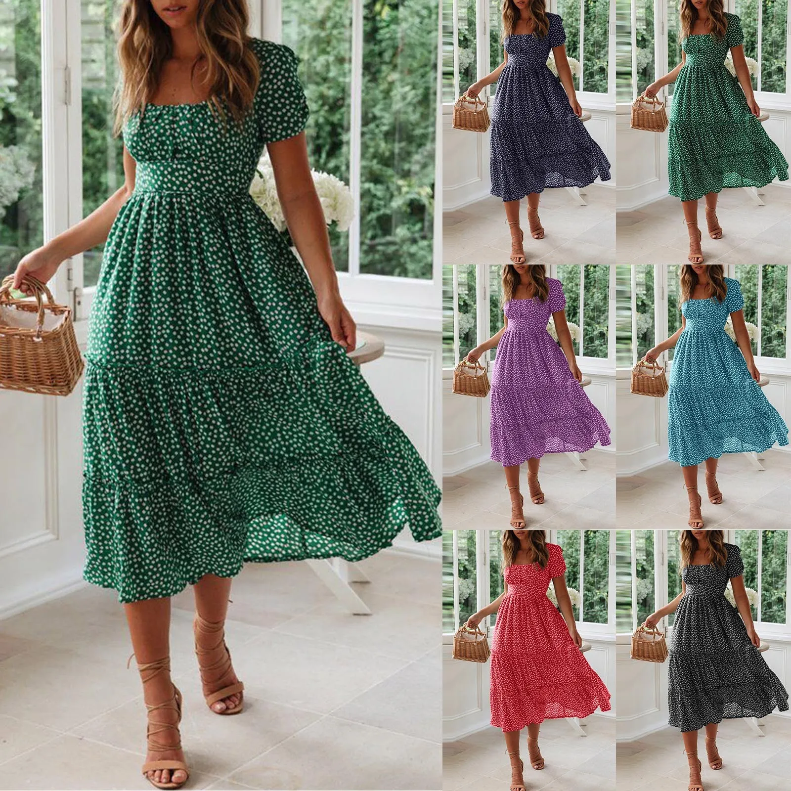 Womens-Summer-Wrap-Dresses-Women-S-Summer-Dress-Flare-Sleeve-Dress ...