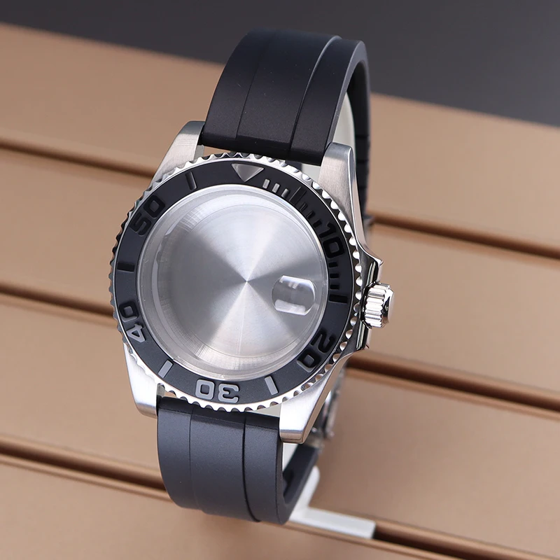 40mm-Silver-Men-s-Watch-Cases-Rubber-Strap-For-Seiko-nh34-nh35-nh36 ...