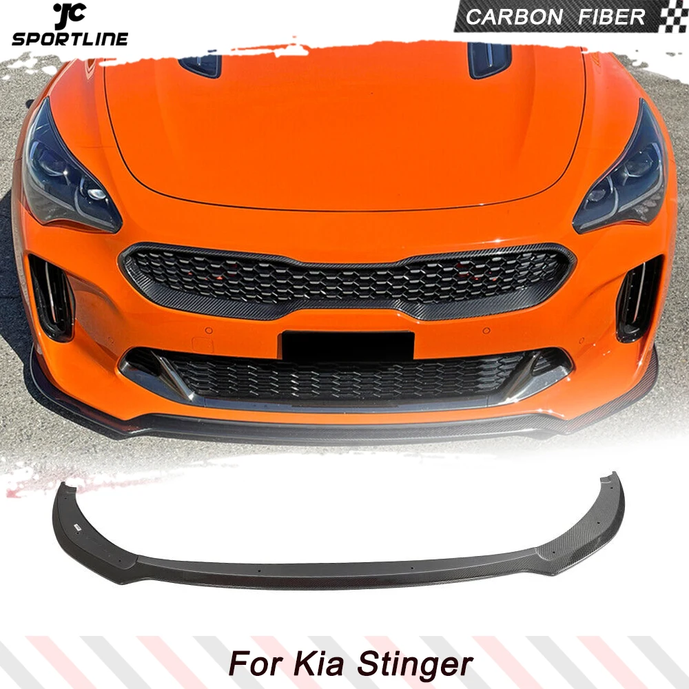 Carbon-Fiber-Front-Bumper-Chin-Lip-Spoiler-For-KIA-Stinger-GT-EX ...
