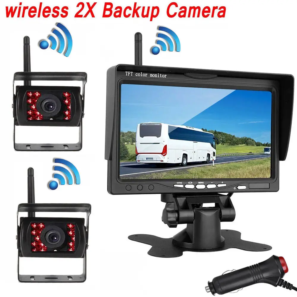 2x-Wireless-Car-Backup-Camera-7-Reverse-Monitor-Kit-for-Truck-Caravan ...