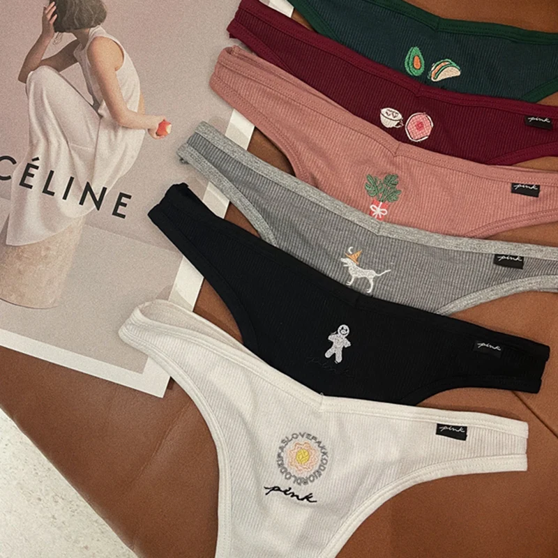 Womens-G-String-T-back-Pink-LETTER-Fitness-Cotton-Fashion-SPORT-Young ...