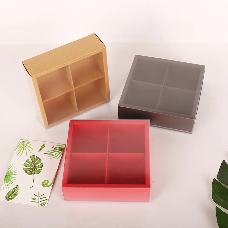4-Cavity-Red-Cake-Box-With-Transparent-Lids-Gift-Packaging-Boxes-For ...