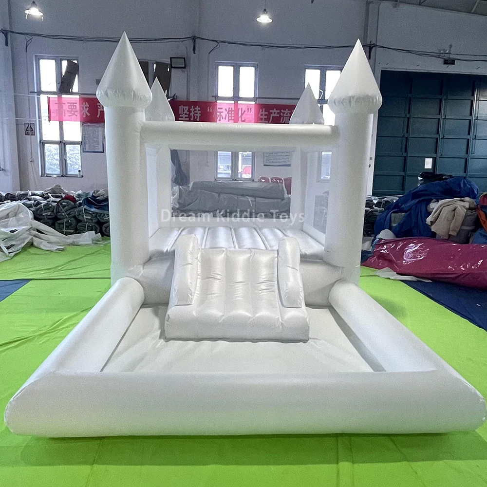 White-Inflatable-Bounce-House-With-Ball-Pit-And-Slide-Castle-Mini-Jump ...