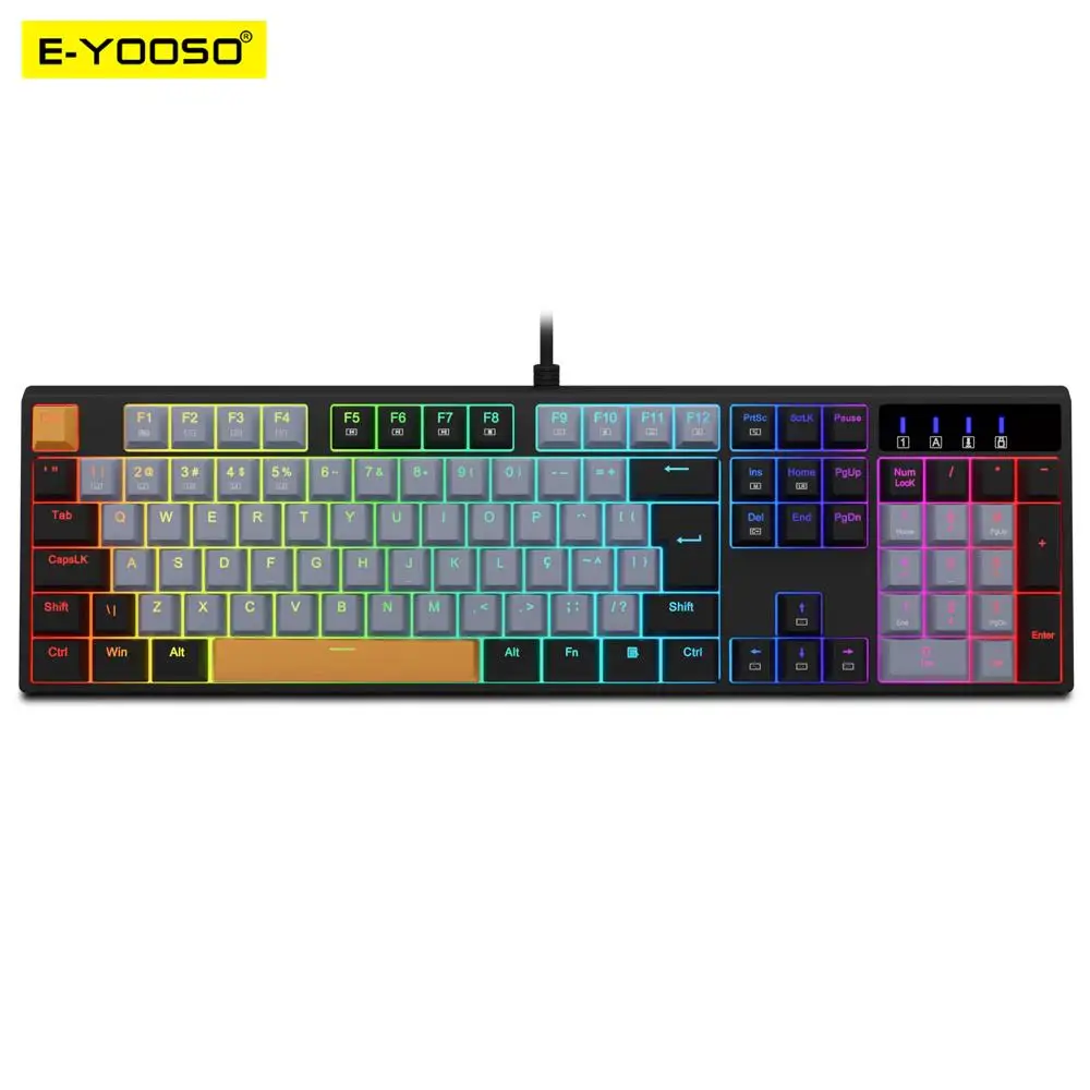 E-YOOSO Z14 RGB USB Mechanical Gaming Wired Keyboard Red Switch 104 Key ...