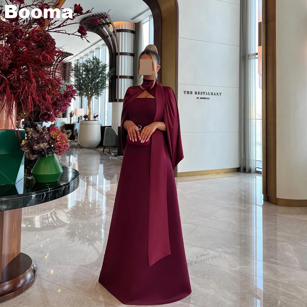 Booma-Saudi-Arabic-Evening-Dresses-Halter-Cape-Satin-Formal-Occasion ...